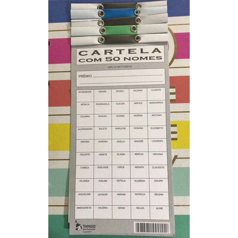 Cartela De Rifa Tamoio 50 Nomes, Pacote Com 20 Unidades | Shopee Brasil