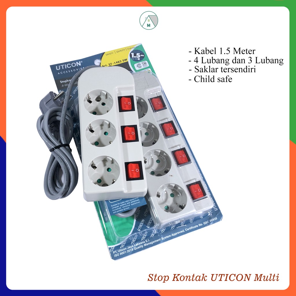 Tomada Multi Uticon 3 Furos E 4 Furos 1,5 Metros | Shopee Brasil