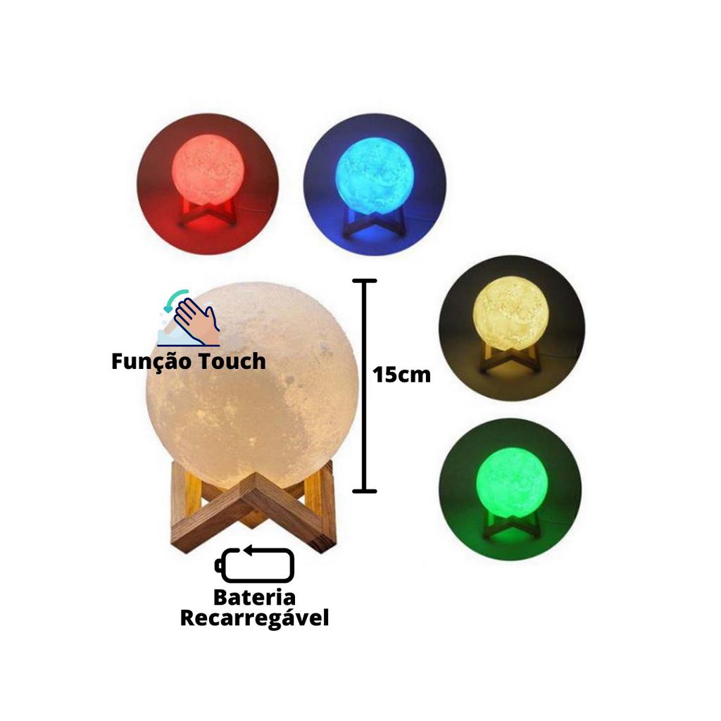 Luminaria Lua Touch Recarregavel 4 Cores Premium | Shopee Brasil