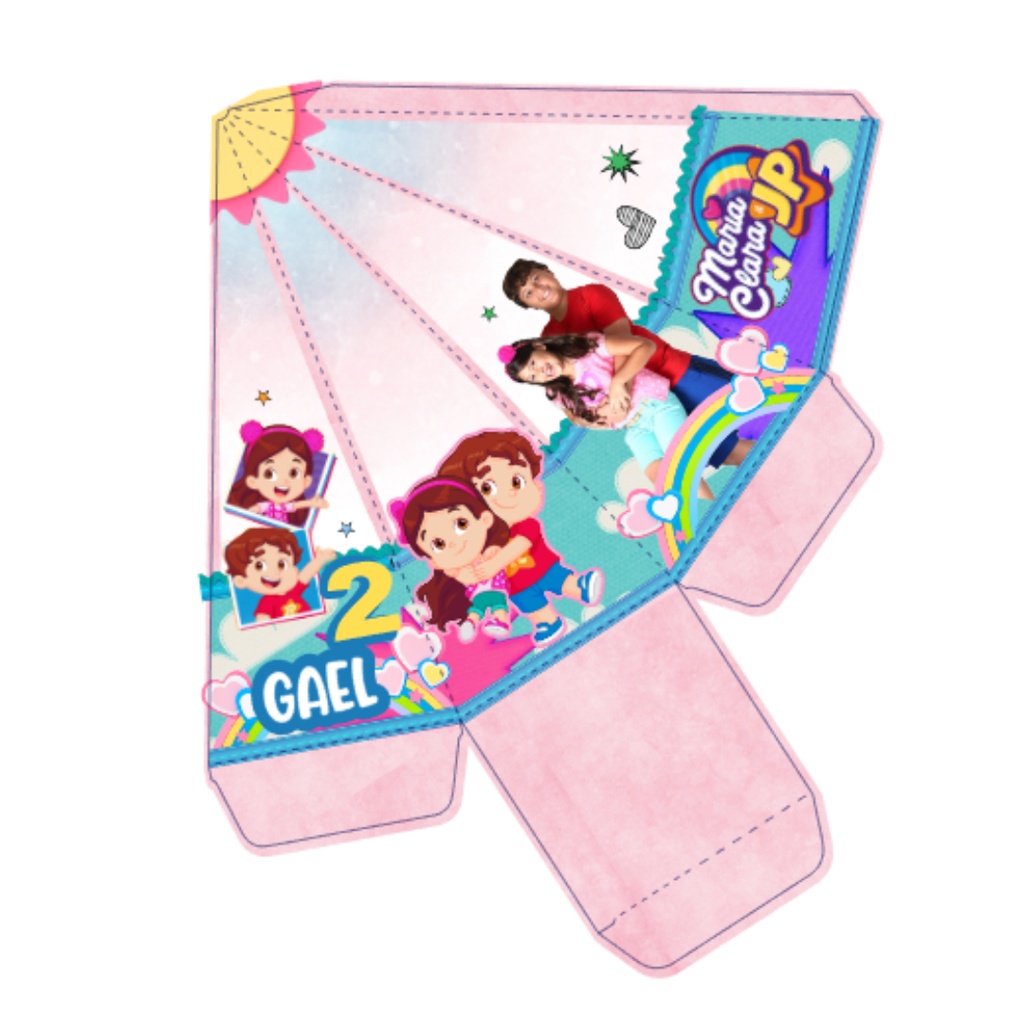 10 caixa pirâmide personalizada MARIA CLARA E JP AZUL/ROSA lembrancinha ...