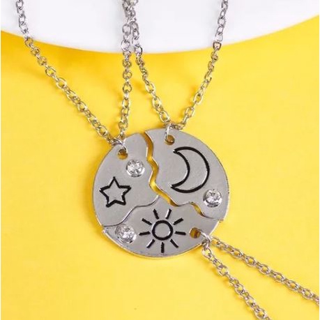 Colar Da Amizade Best Friends Lua Estrela Sol 3 Peças | Shopee Brasil