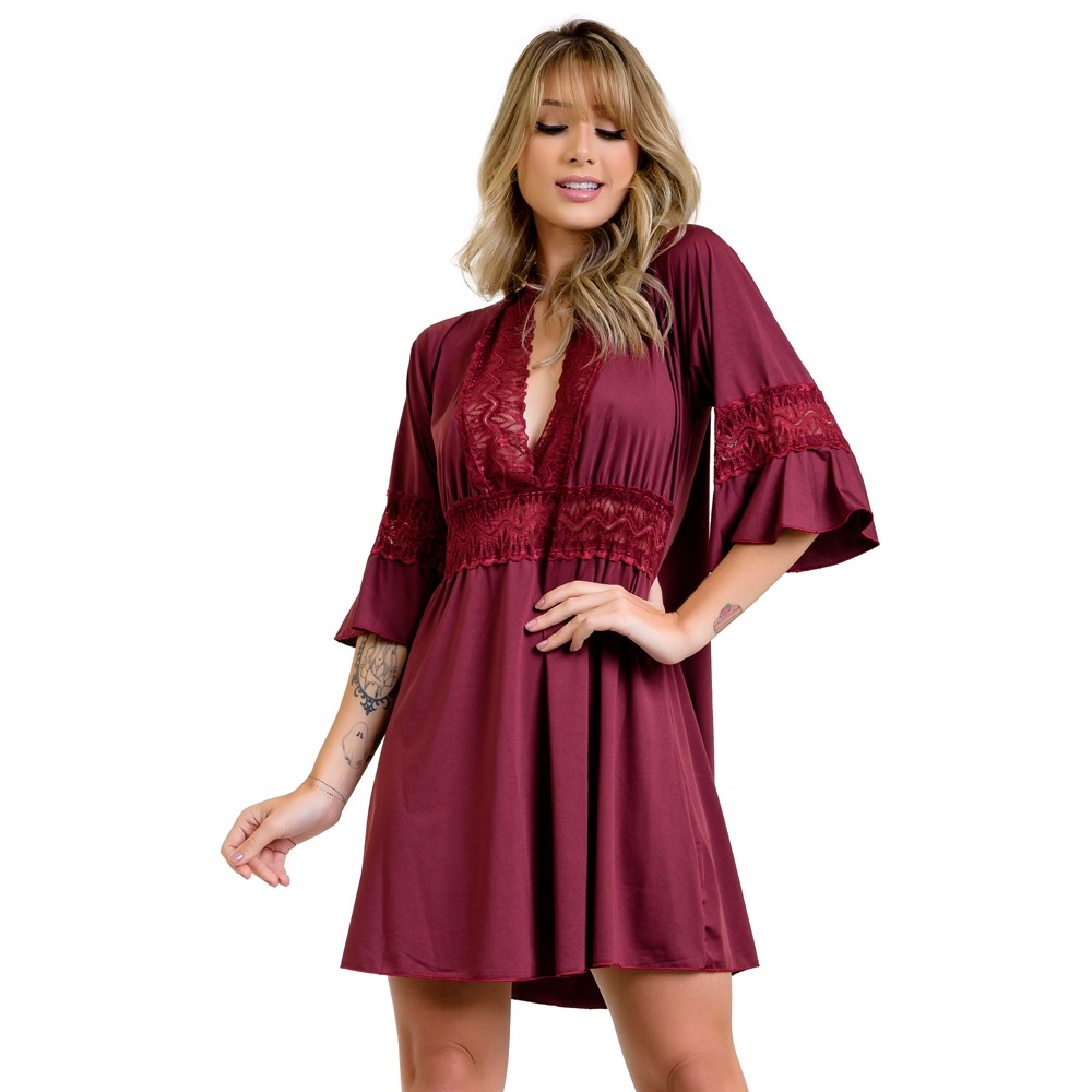 Camisola Amamentação Detalhe Em Renda Manga Bufante Lindas Cores | 842 ...