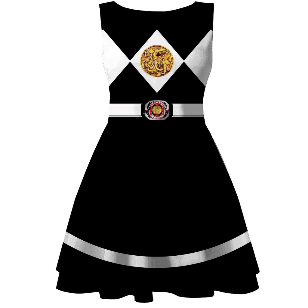 Fantasia Vestido adulto feminino regata Cosplay POWER RANGER PRETO ...