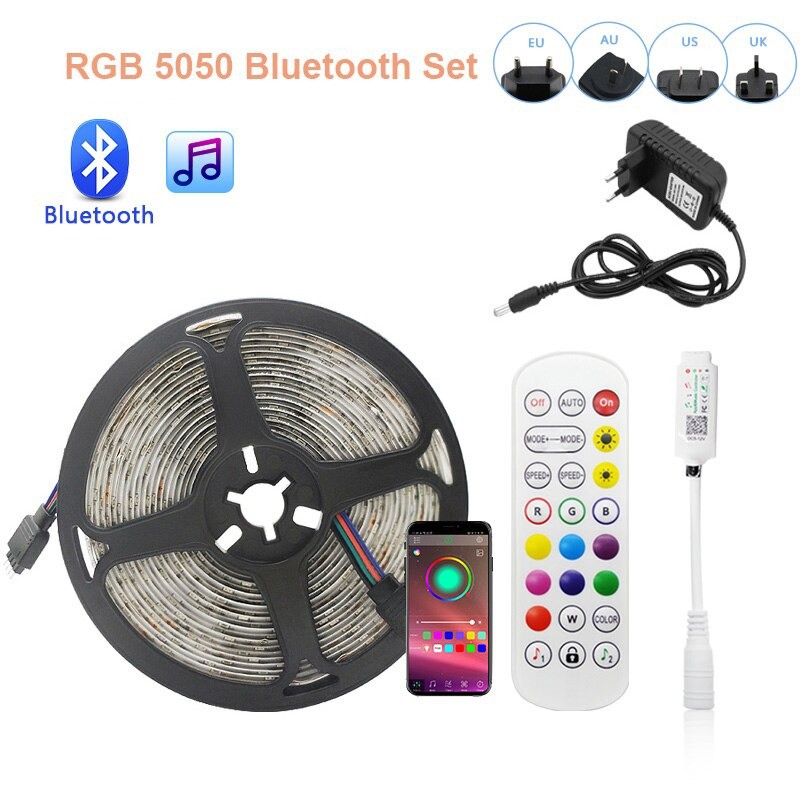 Fita rgb 5050 2835 fita flexível wifi bluetooth 12v tira conduzida 20m 5m 10m 15m à prova ...