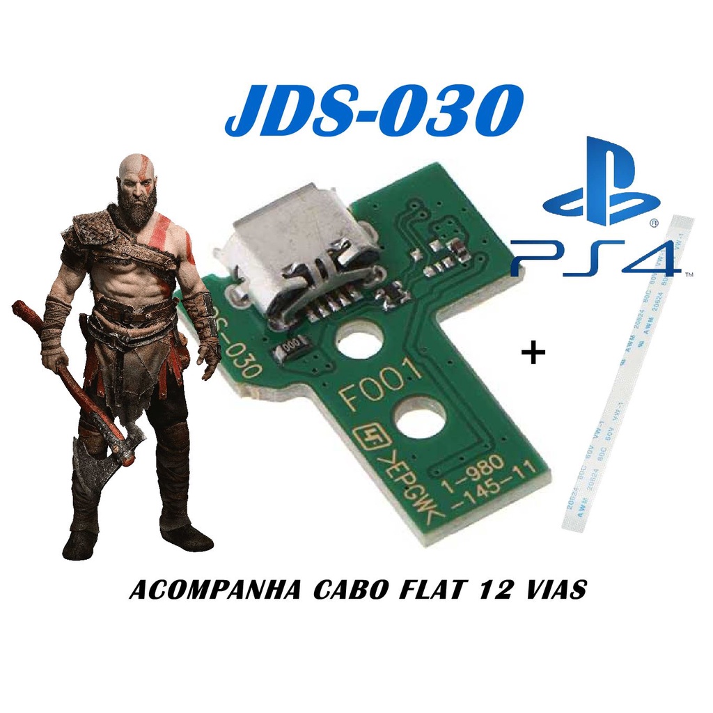 Placa USB JDS 030 JDM 030 F001-V1 + Cabo Flat 12 Vias - Controle PS4 | Shopee Brasil