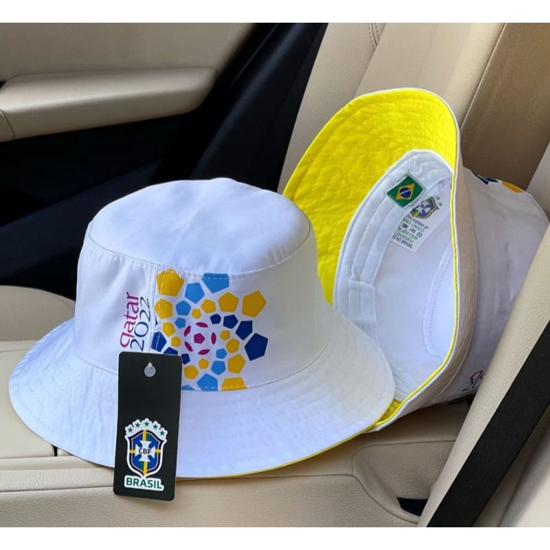 chapéu bucket hat branco da seleção brasileira boné do Brasil | Shopee ...