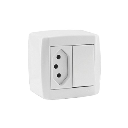 Interruptor Simples 10A + Tomada 20A 250V Sistema X Canaleta Linha Box ...