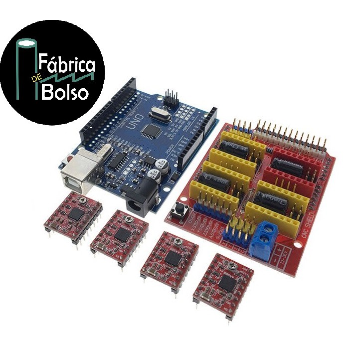 Kit Cnc Shield + Arduino Uno A4988 + Driver Eletrônica Cnc | Shopee Brasil
