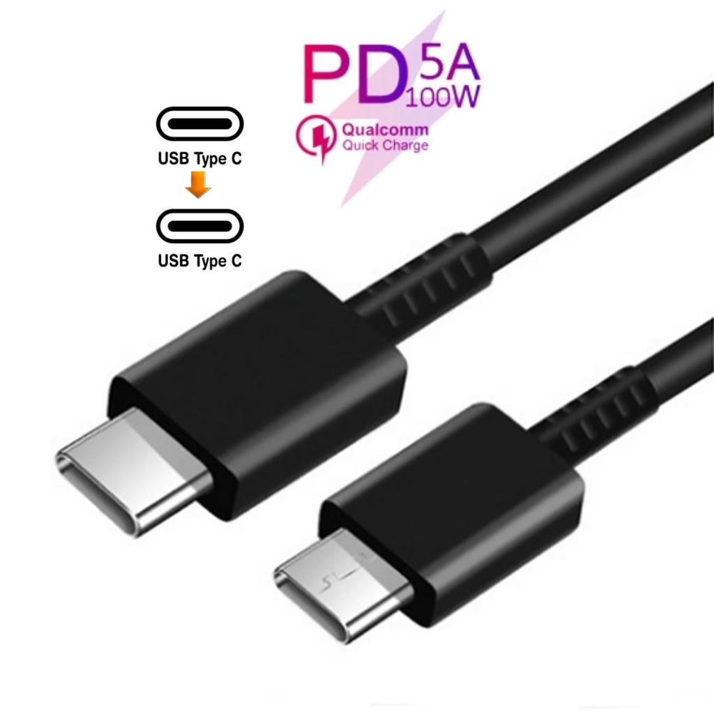 Cabo Tipo C PARA Tipo C USB Turbo 5A Preto Reforçado na Ponta e ...