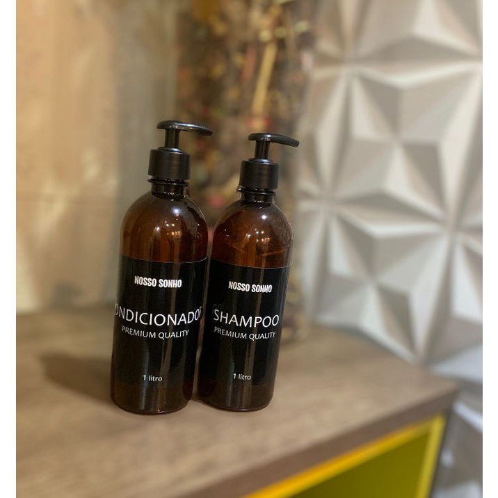 Frascos Ambar Shampoo E Condicionador Sabonete Líquido 500Ml Pet ...