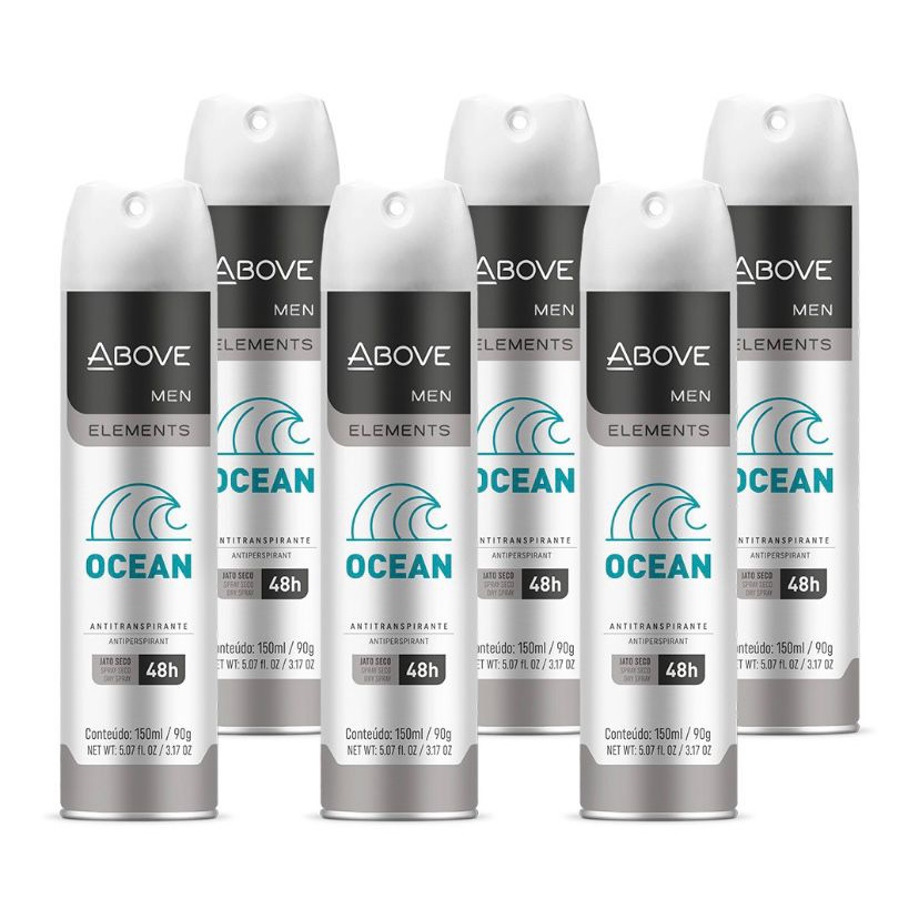 Kit 6 Above Desodorante Aero Elements Ocean 150ml | Shopee Brasil