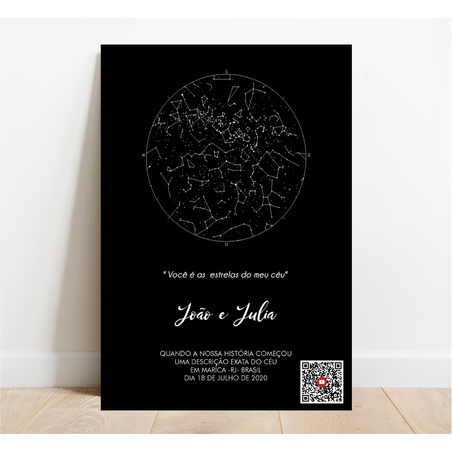 Quadro Mapa Estelar /Mapa das Estrelas/ mapa do Céu/ Mapa Celeste ...