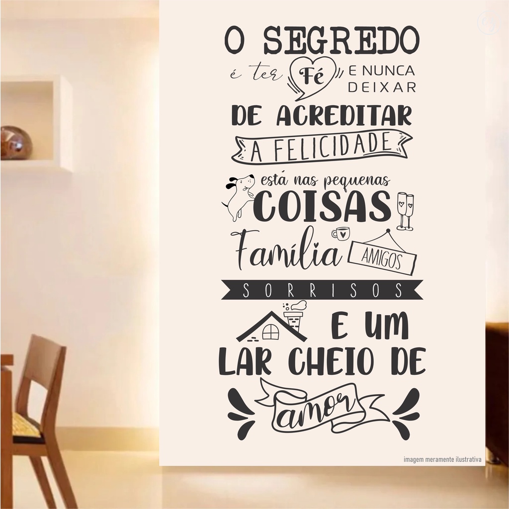 Adesivo Decorativo Lettering Parede O Segredo Frases | Shopee Brasil