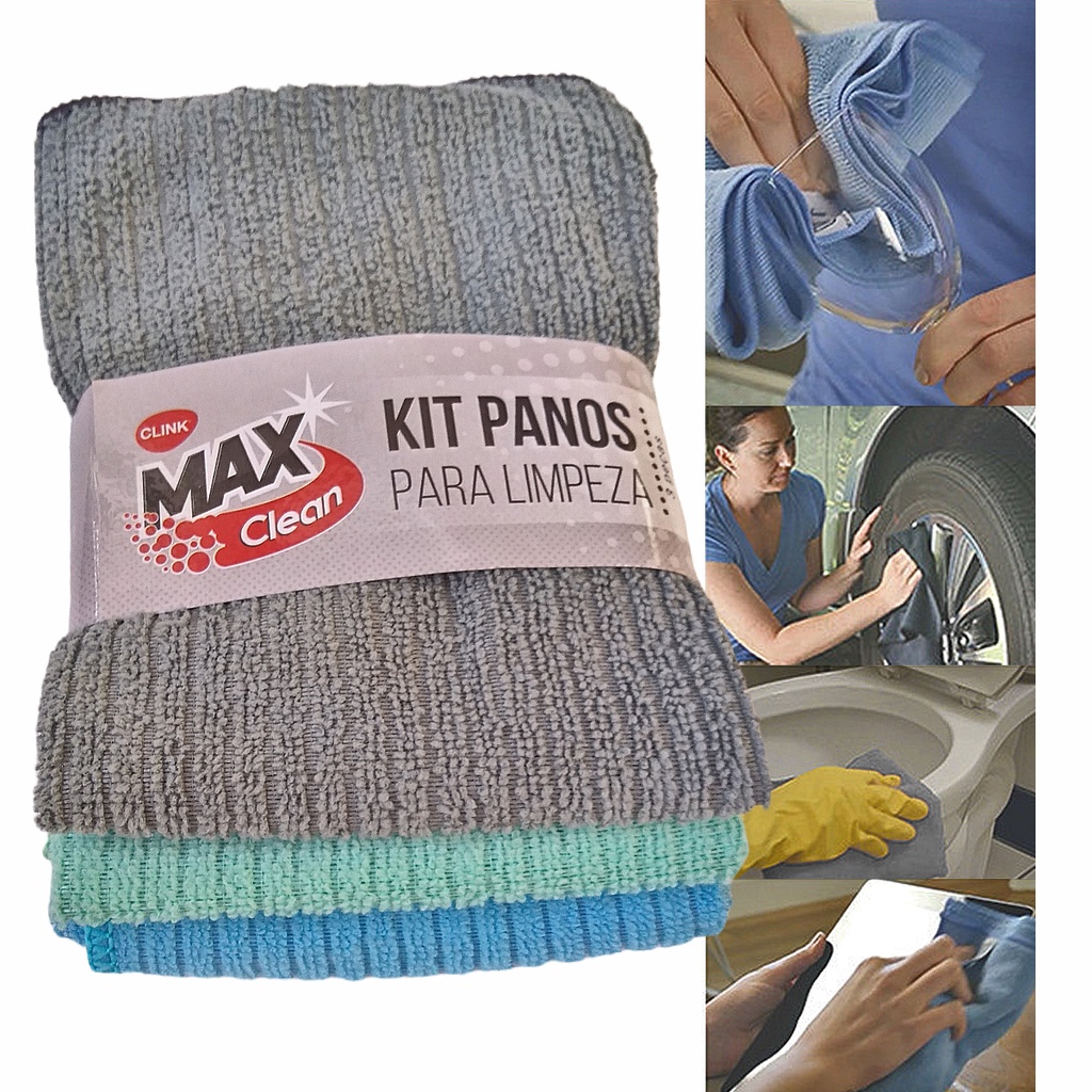 3 panos para limpeza 40 x 40 cm microfibra alta absorção não solta ...