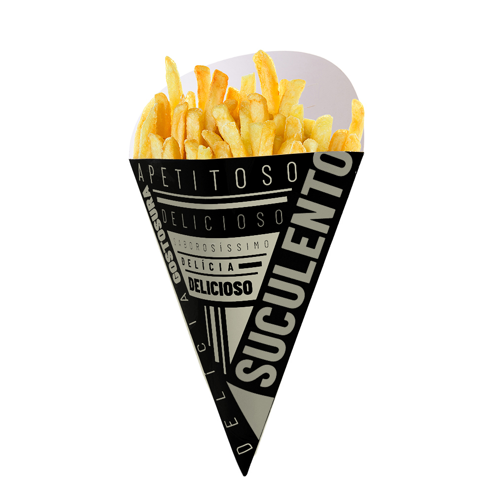 Embalagem Cone Batata Frita e Porções Black pacote c/ 50 Unidades ...