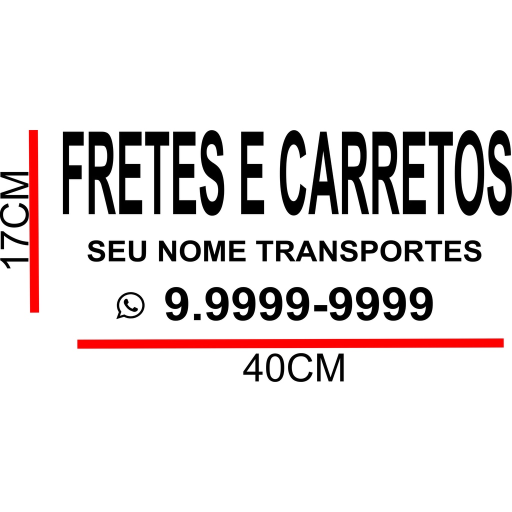 Adesivo 17x40cm Frete Carreto Mudança Para Caminhão Van Utilitário ...