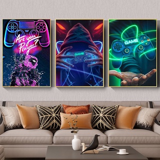 Quadro decorativo 3 peças 40x60 gamers game cartaz jogo sala de estar ...