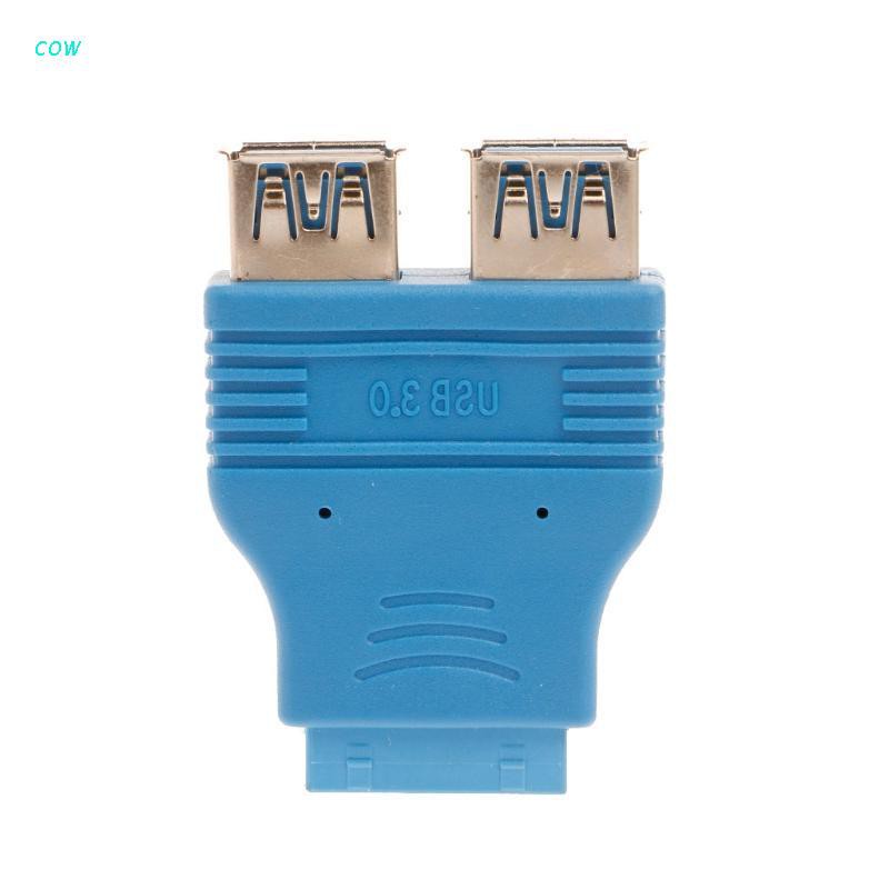 COW Dual USB 3.0 Type A Female To 20-Pin Motherboard Header Female ...
