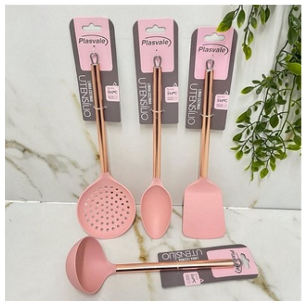 Kit Talher Rosa & Rose Gold Cozinha Completa Plasvale Original | Shopee ...