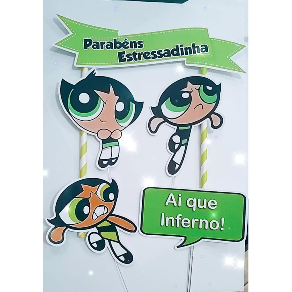 Topo Topper de Bolo Personalizado Docinho Meninas Super Poderosas ...