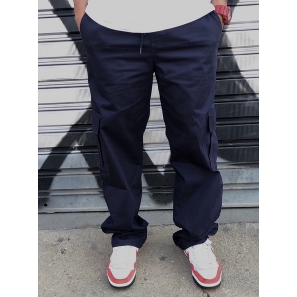 Calça Cargo Larga Masculina Feminina Skate Caqui 6 Bolsos Fechamento