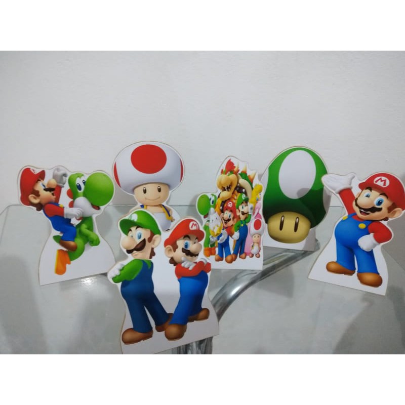 Kit Mario Bros 6 Displays De Mesa De 20cm Por 30 Reais Mdf | Shopee Brasil