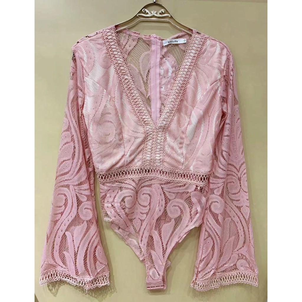 Body De Renda/body Manga Longa Com Renda/m6765 | Shopee Brasil