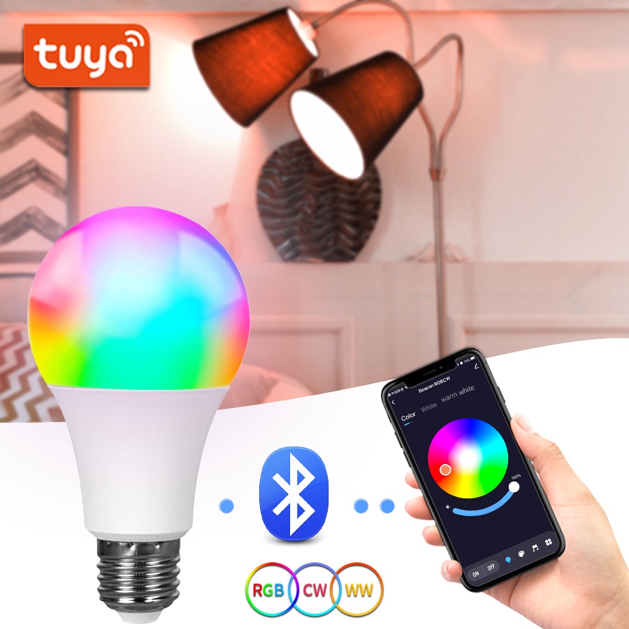 E27 Tuya Bluetooth Inteligente Lâmpada LED 15 W RGB Regulável 110 V 220 ...