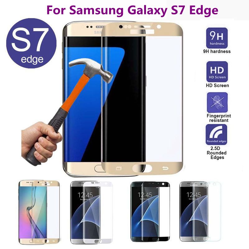 Vidro Temperado Curvo 3D Para Samsung Galaxy S7 Edge Capa De Tela Cheia ...