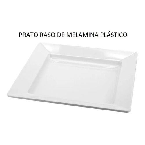 kit 48 Pratos Quadrados Melamina Plástico Branco Raso 25 cm | Shopee Brasil