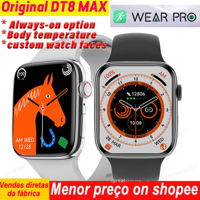 Smartwatch DT8 MAX Série 8 Lanterna De Temperatura Corporal 2 Polegadas ...