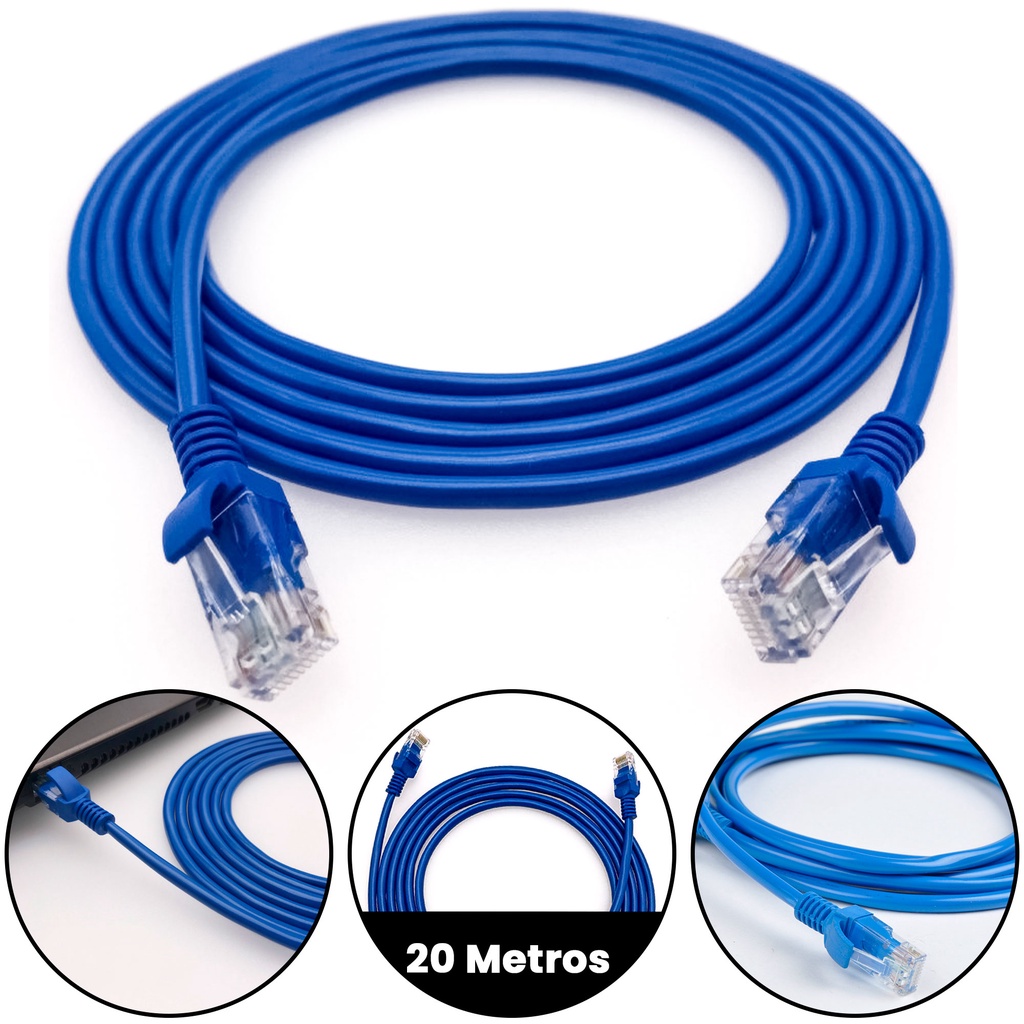 Cabo Lan 20 Metros Com Conector Rj45 Crimpado Blindagem Utp | Shopee Brasil