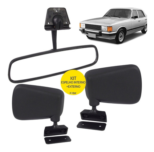 Kit Espelho Retrovisor Interno + Externo Chevrolet Opala Caravan Chevette Marajo Chevy 1980 1981 ...