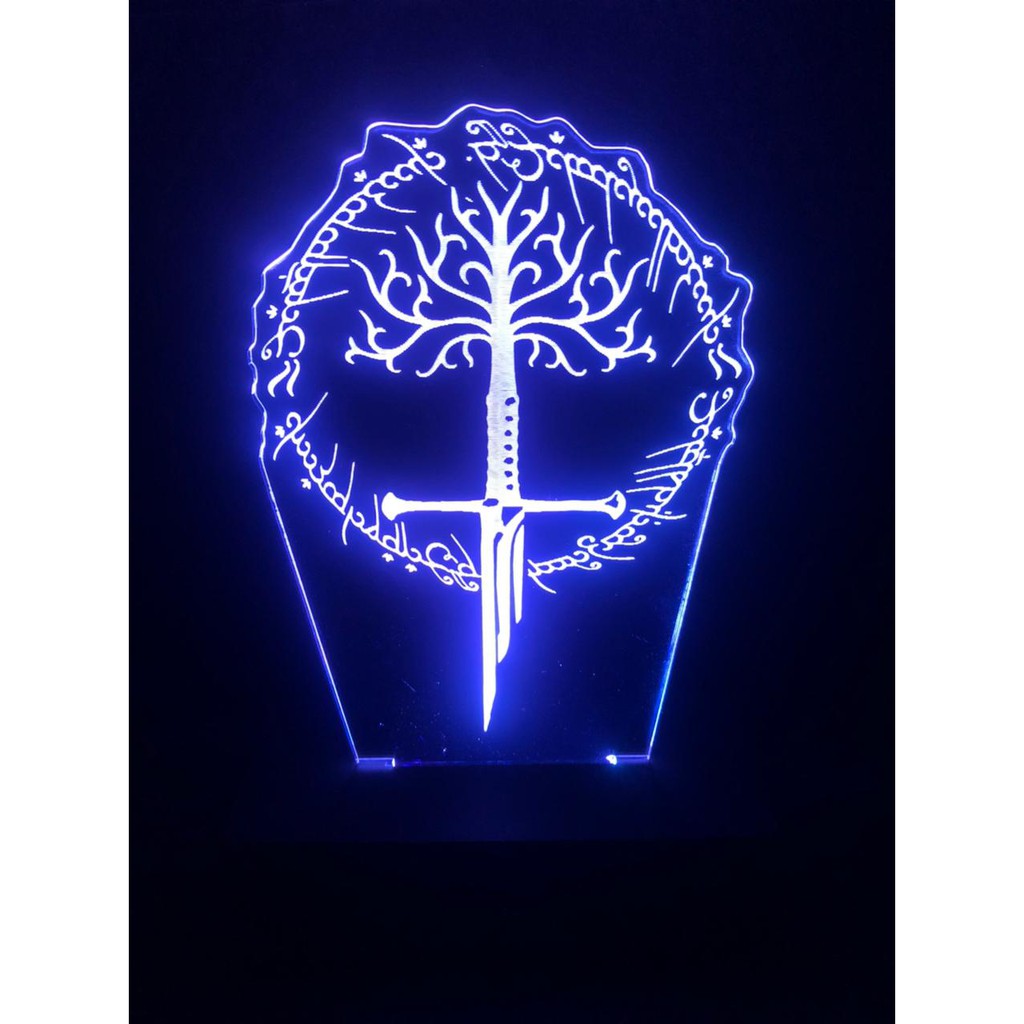 Luminária led abajur 16 cores geek decoração nerd aragorn narsil senhor ...