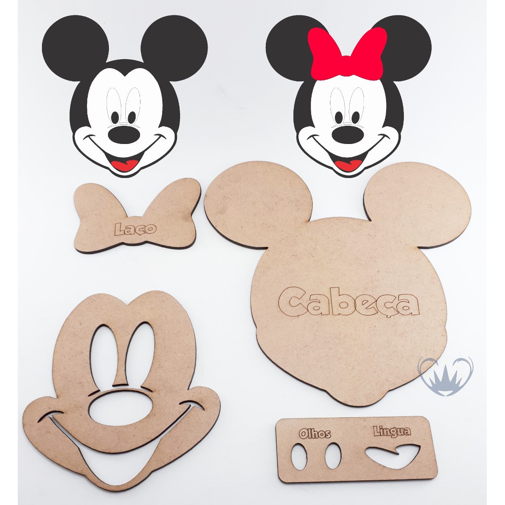 Molde Gabarito Artesanato Eva Feltro Mickey Minnie + Brinde | Shopee Brasil