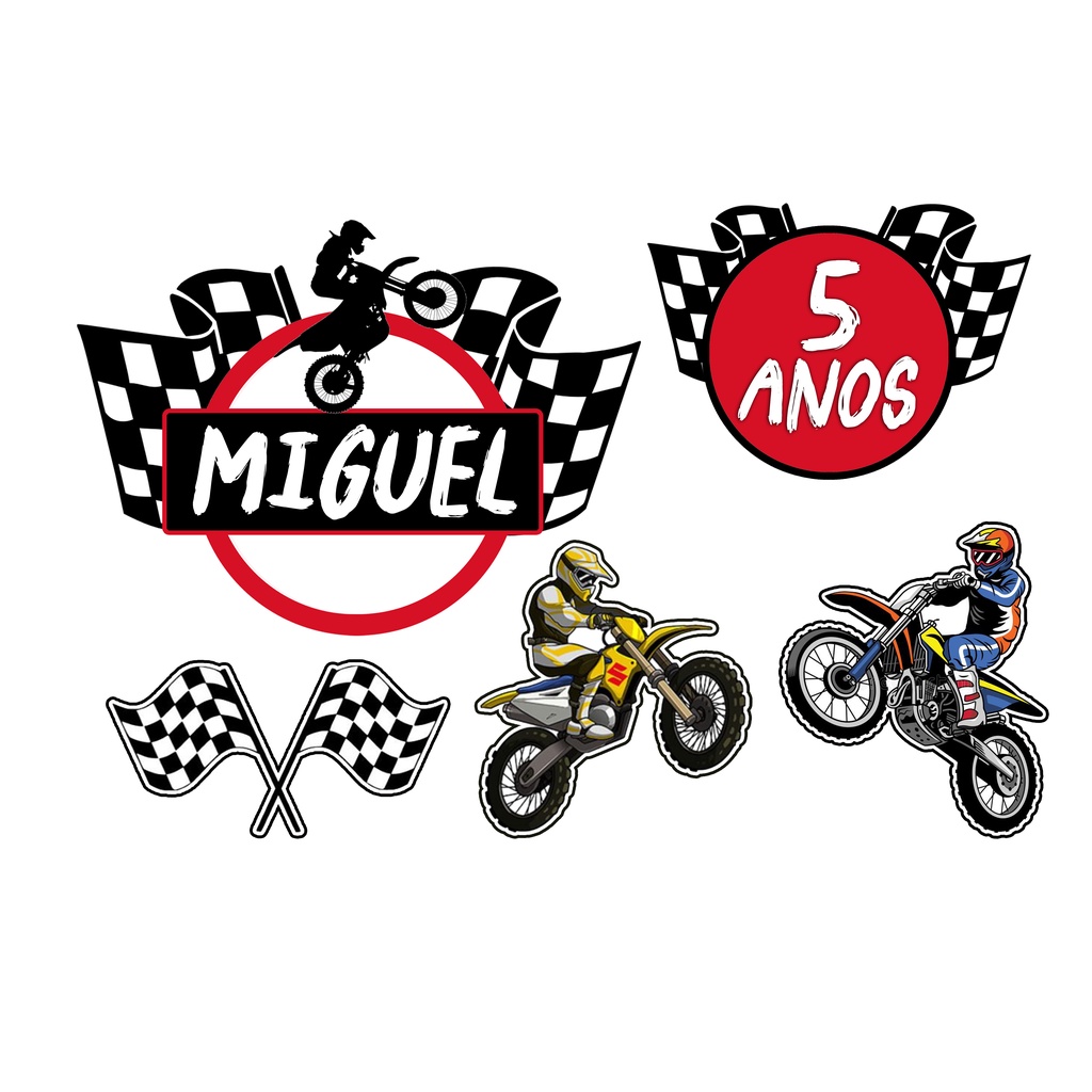 Topper para bolo MOTOCROSS personalizado | Shopee Brasil