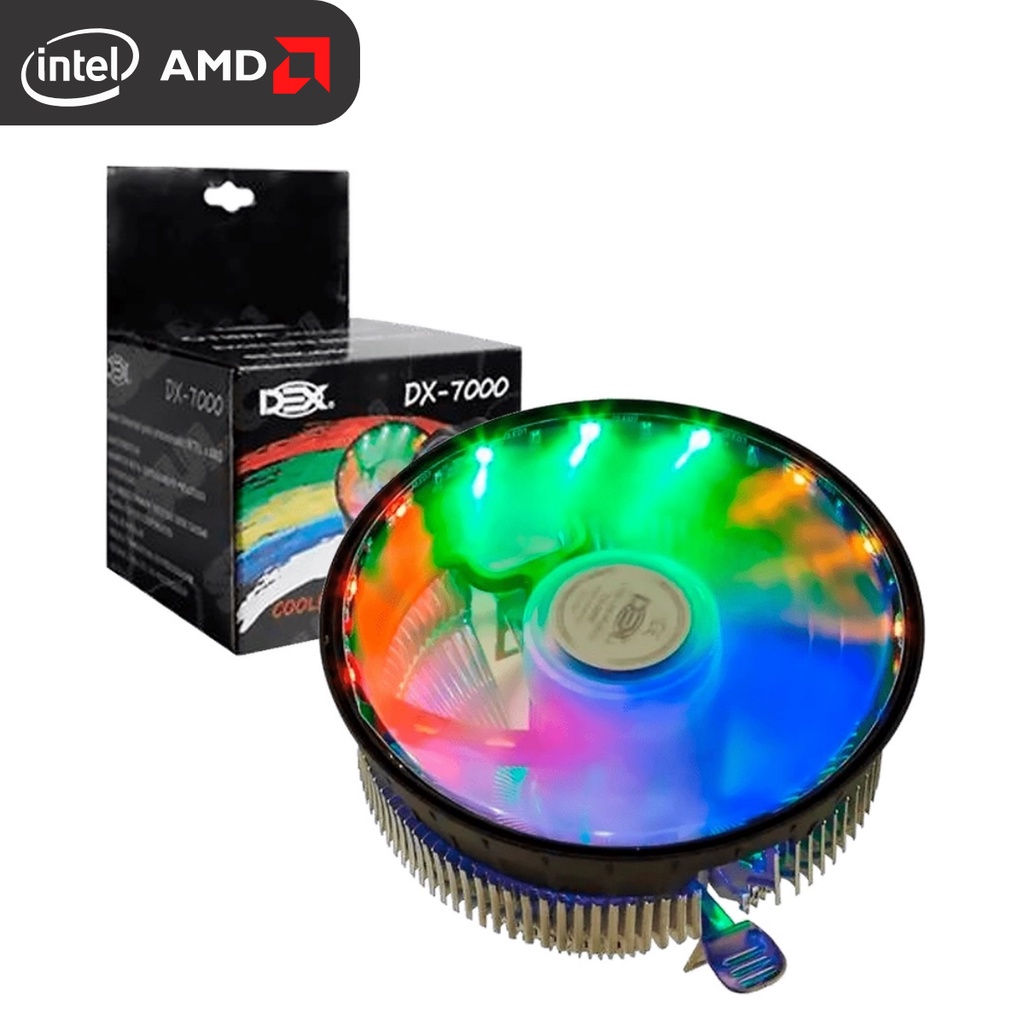 Cooler Gamer Universal Intel & AMD Leds Colorido RGB - DX-7000 + Base ...