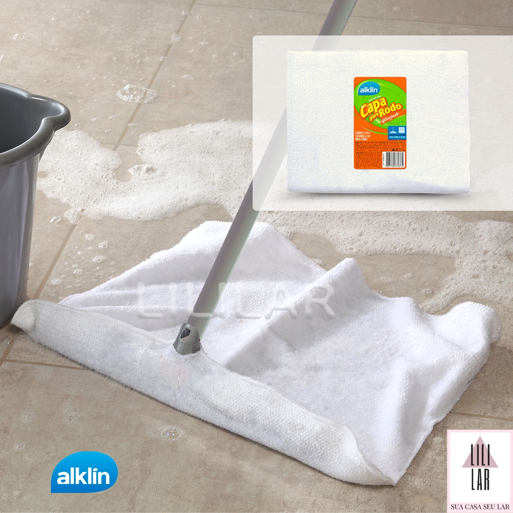 Capa para Rodo Pano de Chão Esfregão Alvejado Super Absorvente 40x50cm ...