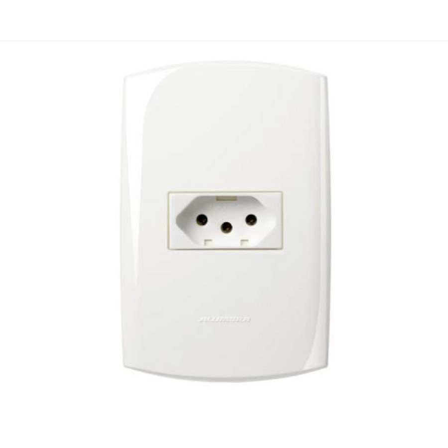 Conjunto 1 Tomada Simples 2P+T 10A 250V com Placa e Suporte 4x2 Branca Alumbra Bliss | Shopee Brasil