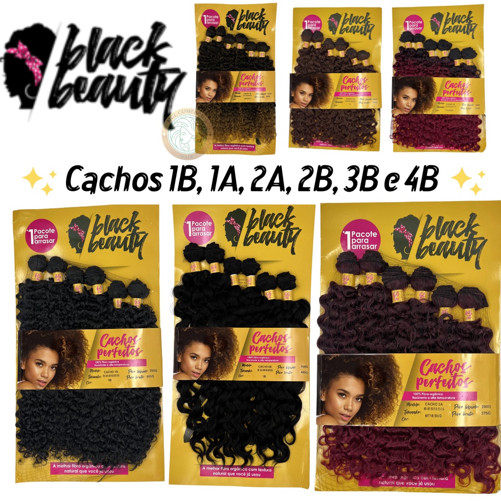 Cabelo Orgânico Cacheado Black Beauty cachos perfeitos 1a, 1b, 2a, 2b ...