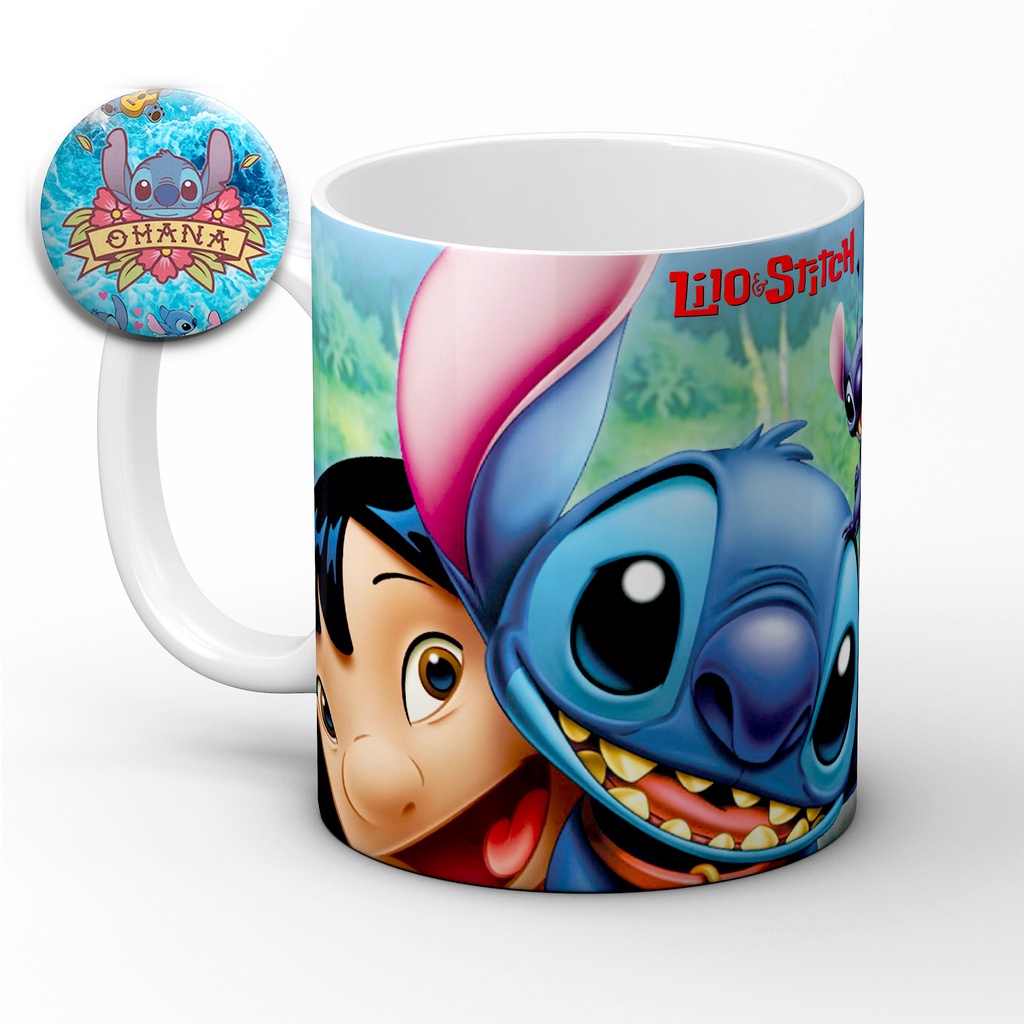 Caneca Personalizada Stitch Lilo Porcelana Gratis Botton + Nome ...