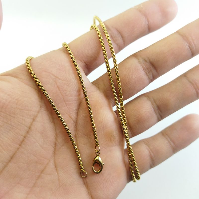 Corrente Masculina Vernizada Banhada Ouro 18k 1mm/60cm Fina | Shopee Brasil