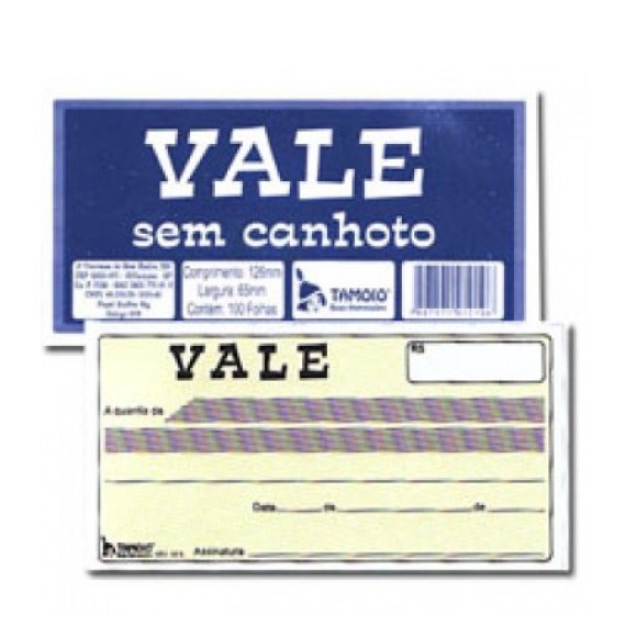 Bloco de Vale sem Canhoto Tamoio 100 folhas | Shopee Brasil