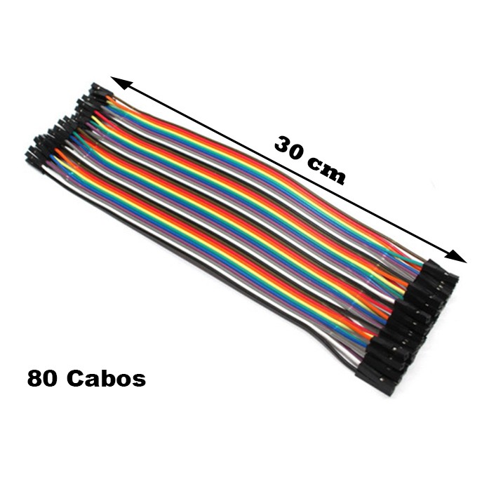 Cabo Wire Jumper 30cm 80 Fios Fêmea-fêmea Protoboard Arduino | Shopee ...