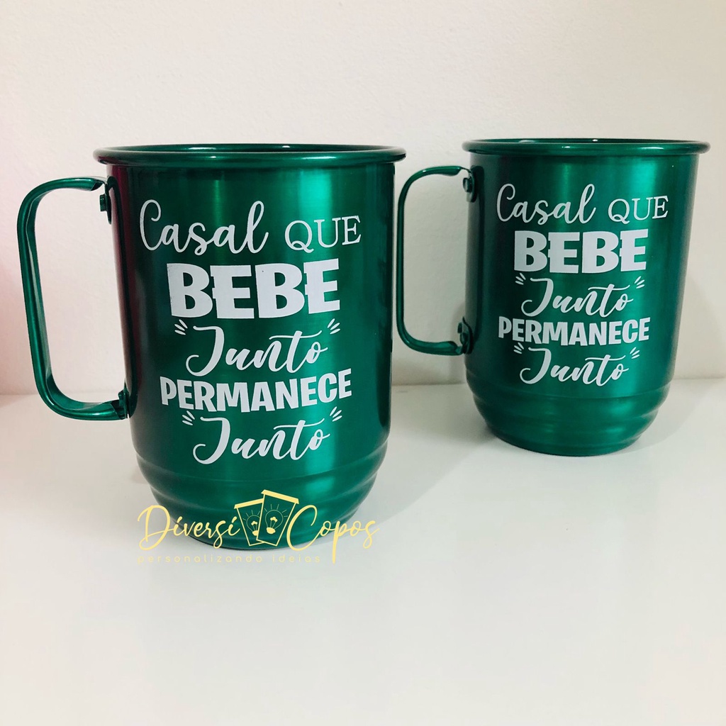 Kit Caneca de Chopp Frase: Casal que bebe junto permanece junto | Shopee Brasil