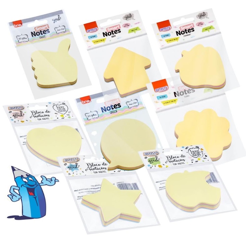 Bloco Adesivo Recadinho 100 Folhas Postite Colorido 5 Cores Pasteis ...