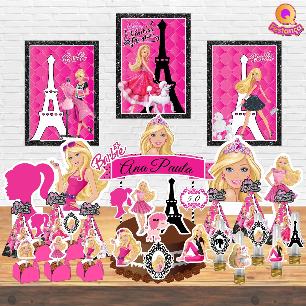 Kit Festa Pronta Barbie Paris *78 itens* | Shopee Brasil