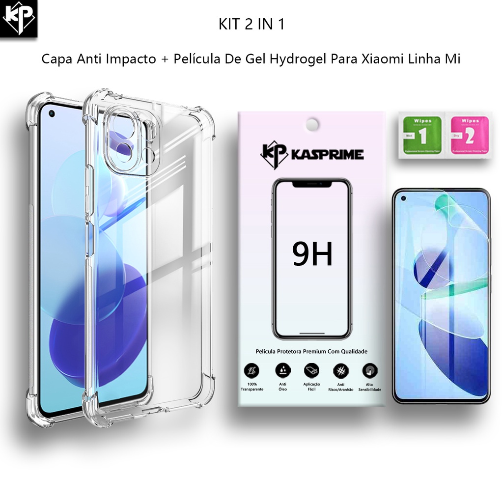 Capa Case Capinha Anti Impacto + Película De Gel Silicone Hydrogel Para Xiaomi Mi | Shopee Brasil