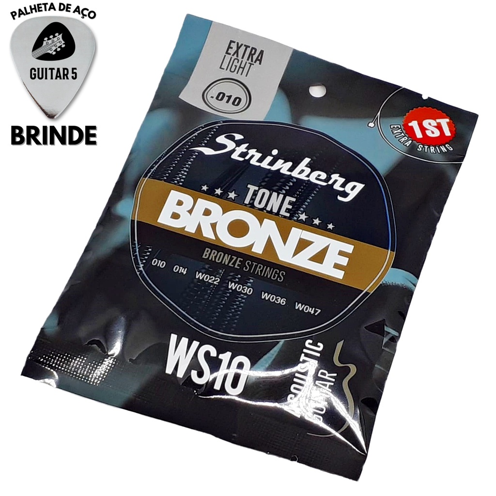 Jogo De Cordas / Encordoamento Para Violão Aço (Folk) 010 047 Strinberg ...