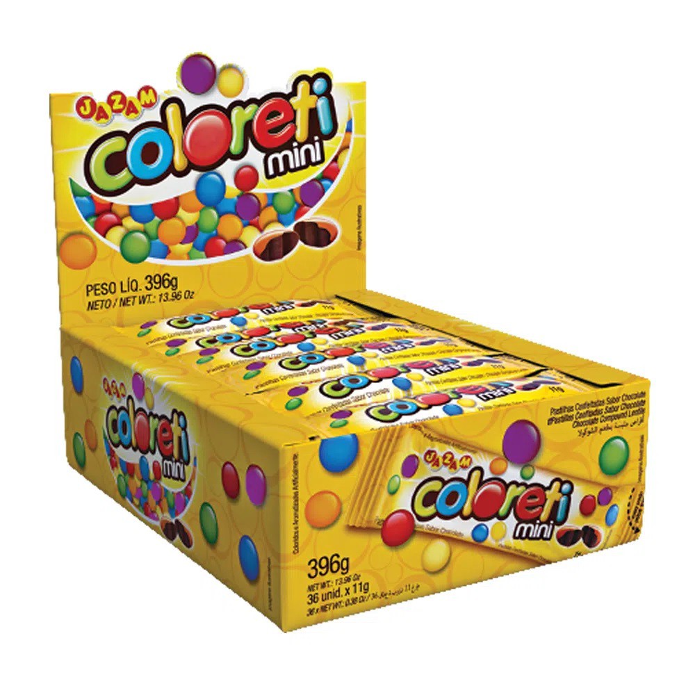 1 Display de Mini Pastilha Chocolate Confete Coloreti - Jazam - 36 ...